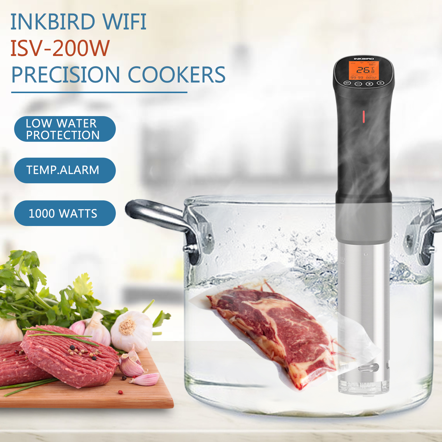Sous Vide Machine,Wi-Fi Slow Cooker,1000W Immersion Circulator ...