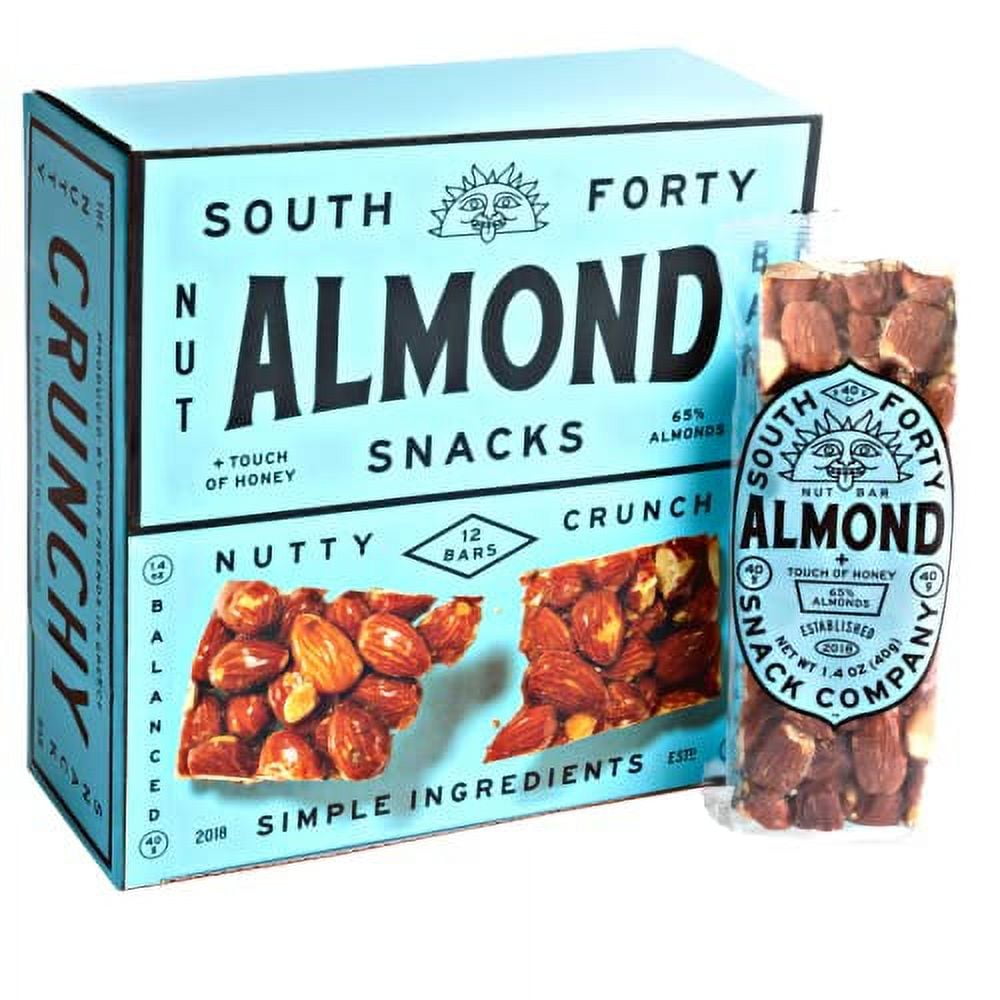 South 40 Snacks Almond Bar, Extra Crunchy Nut Snack Bar, Simple ...