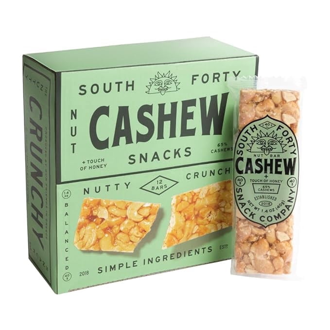 South 40 Snacks Crunchy Cashew Bar, 40g Bar, 12 Pack - Walmart.com