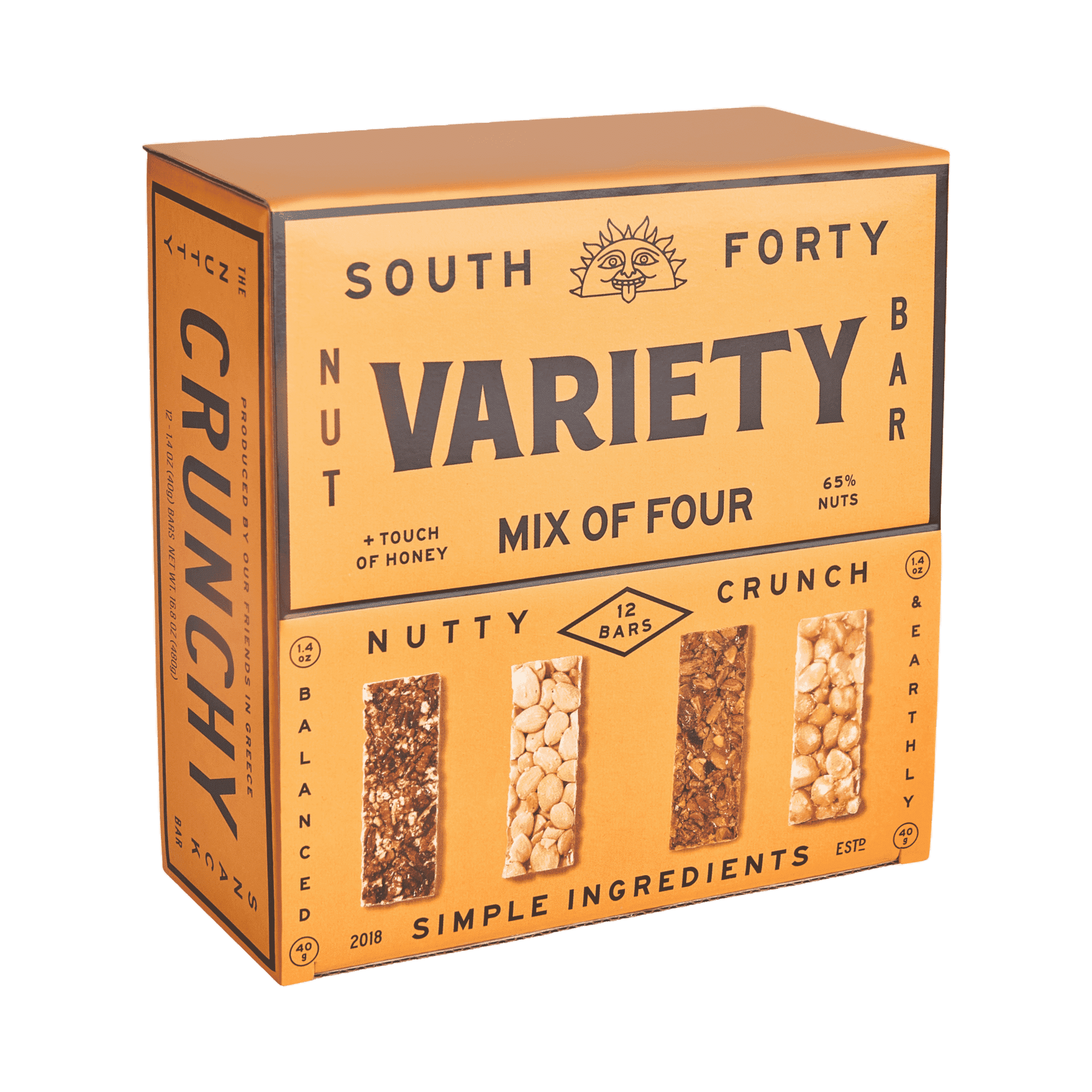South 40 Snacks Crunchy Natural Protein Nut Bars, Variety Mix of 4, 12 ...