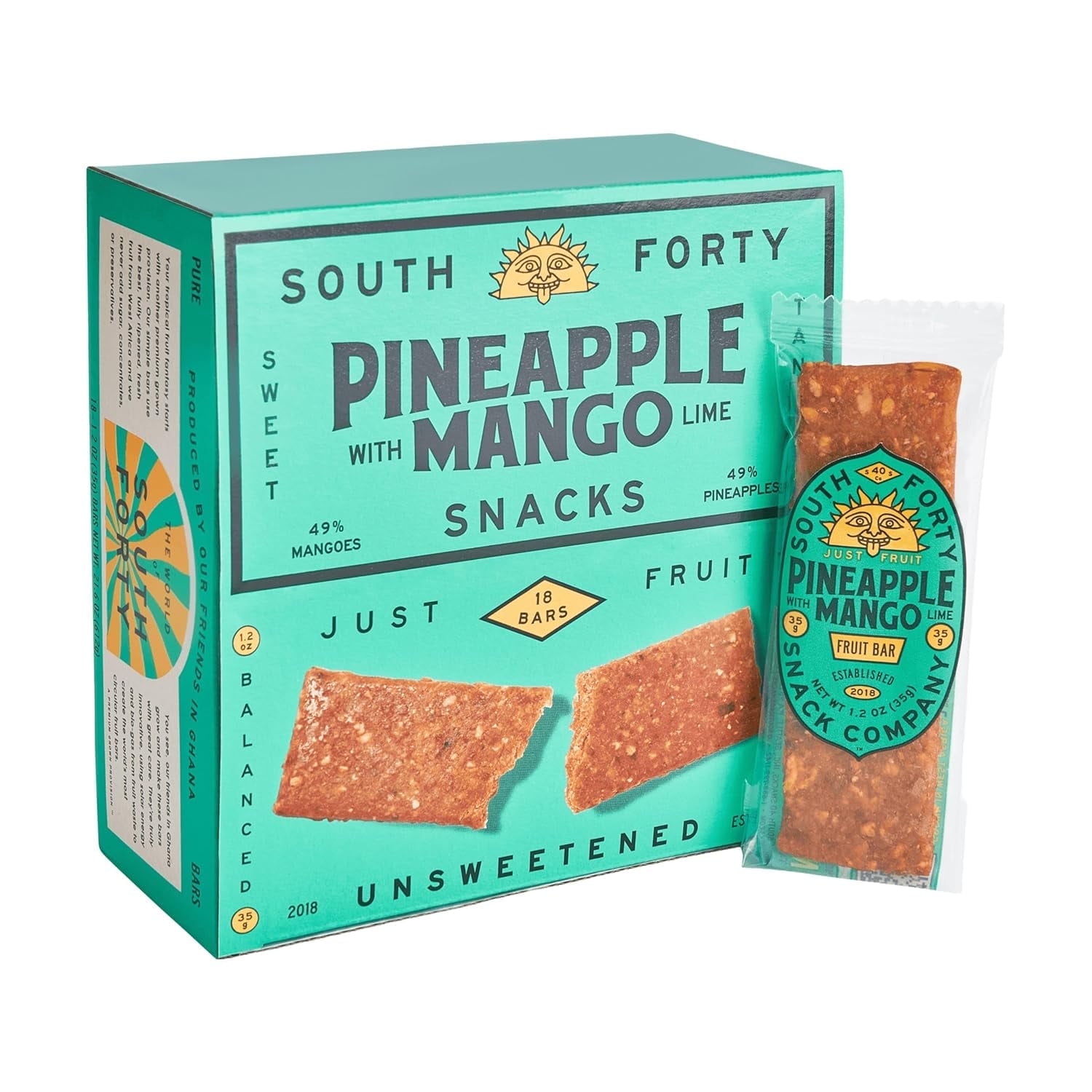 South 40 Snacks Tropical Mango Pineapple Lime Chewy Dried Fruit Bar ...