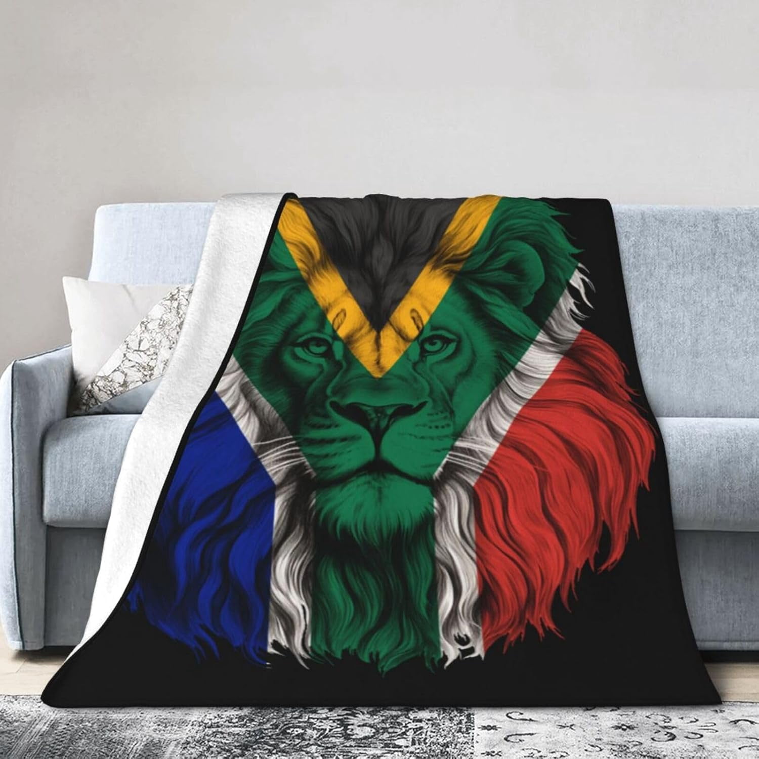 South Africa South African Lion Flag Blanket Soft Throw Blankets All ...