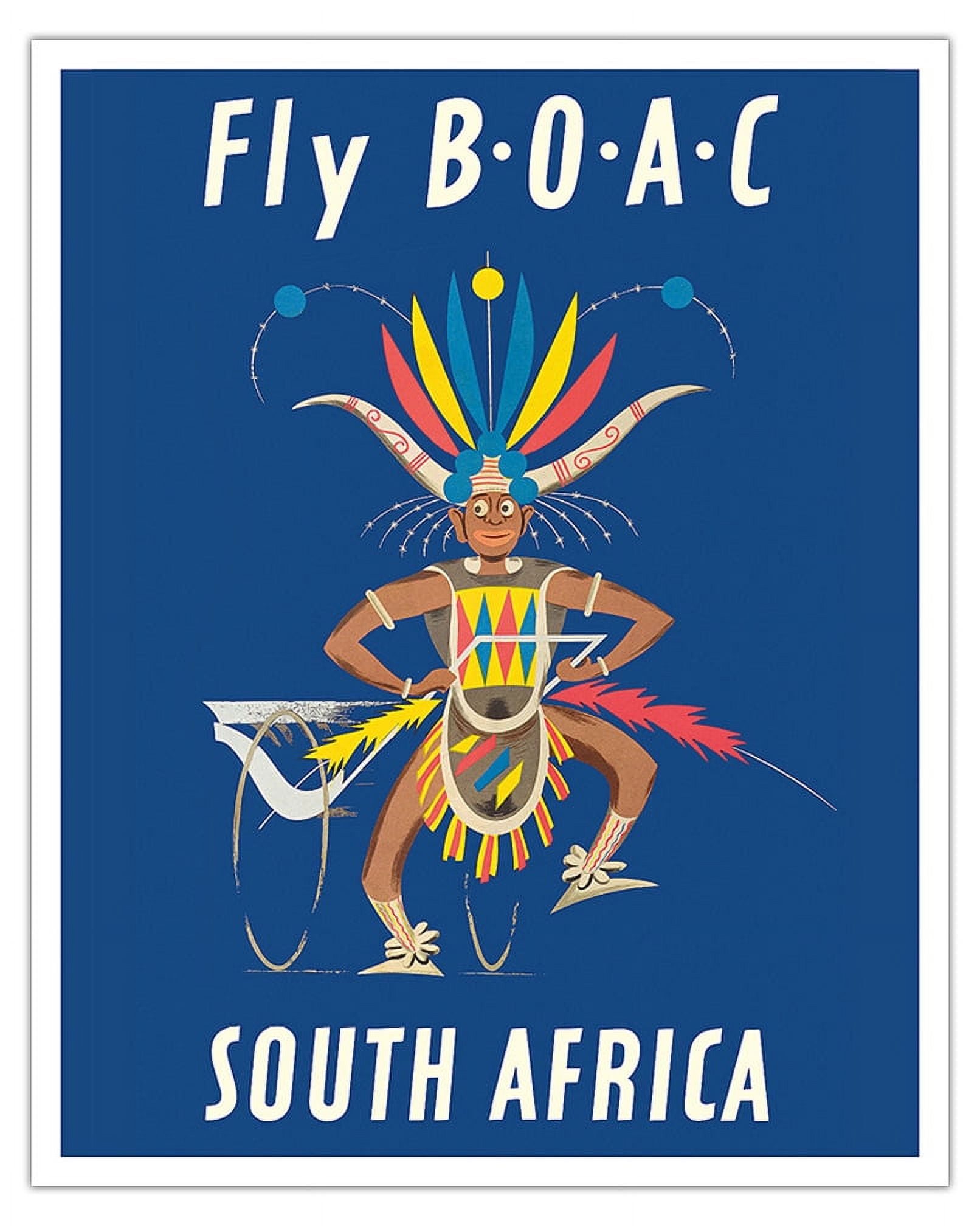 South Africa - African Zulu Dancer - Fly BOAC (British Overseas Airways ...