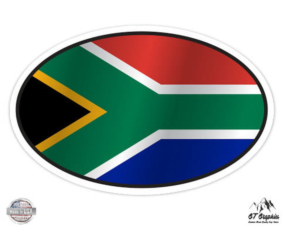 South Africa Flag Oval - 5" Vinyl Sticker - For Car Laptop I-Pad ...
