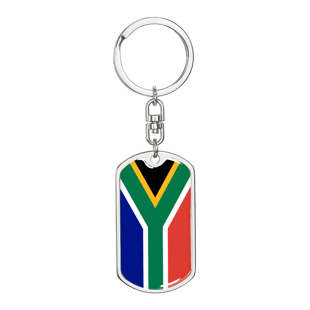 South Africa Flag Swivel Keychain Dog Tag Stainless Steel or 18k Gold ...