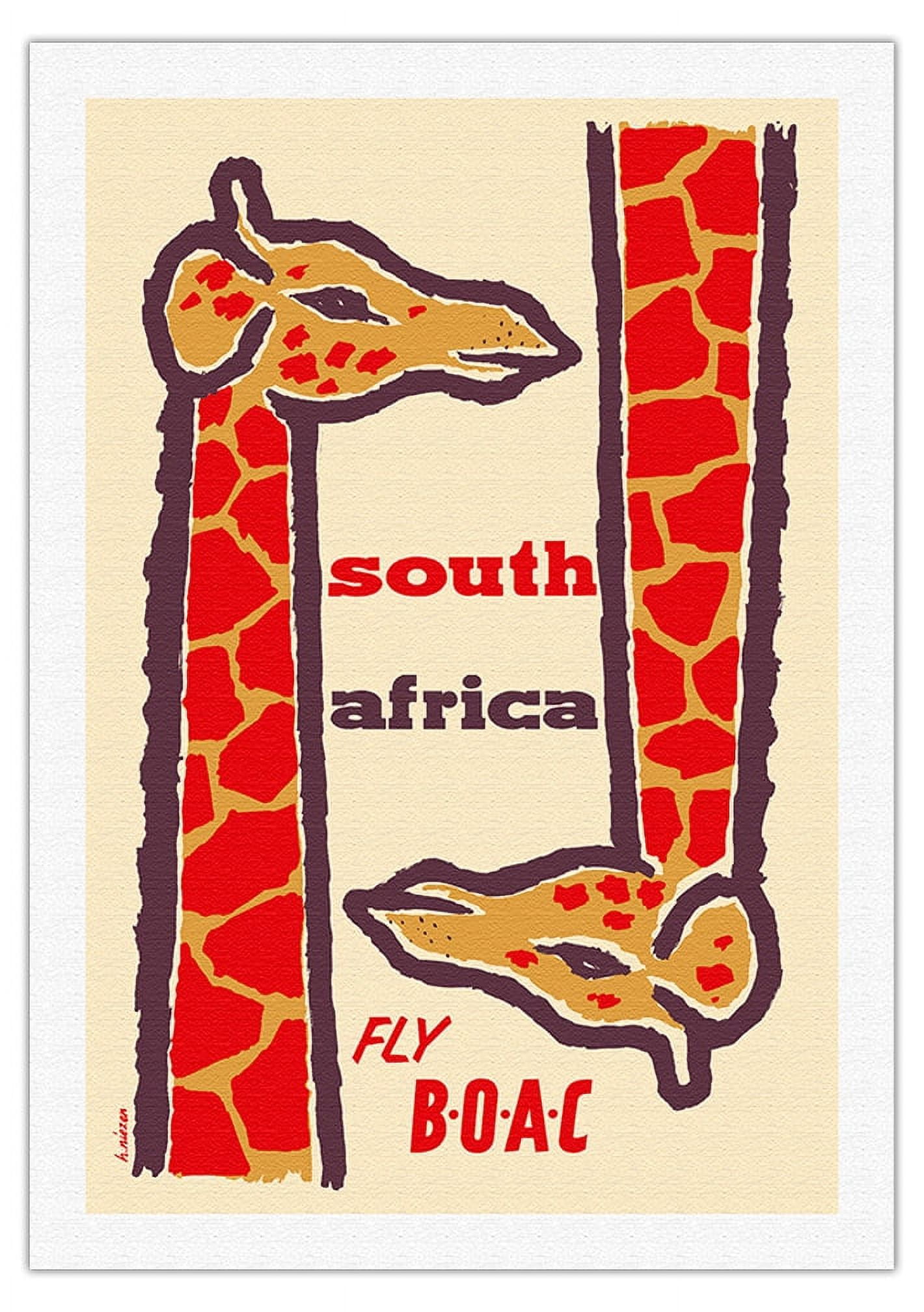 South Africa - Giraffes - Fly BOAC (British Overseas Airways ...