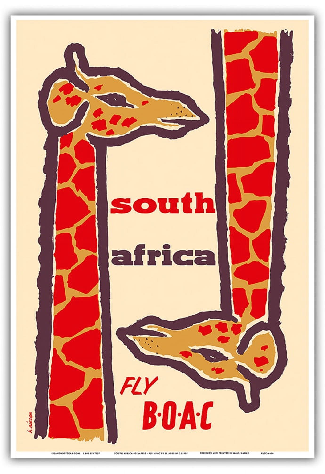 South Africa - Giraffes - Fly BOAC (British Overseas Airways ...