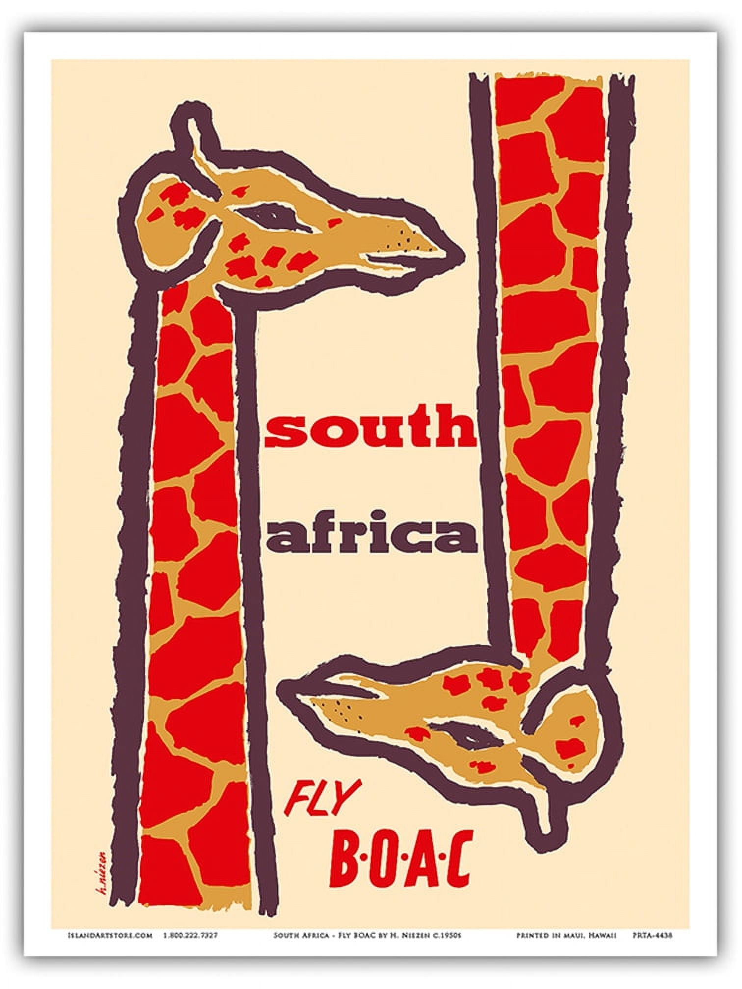 South Africa - Giraffes - Fly BOAC (British Overseas Airways ...