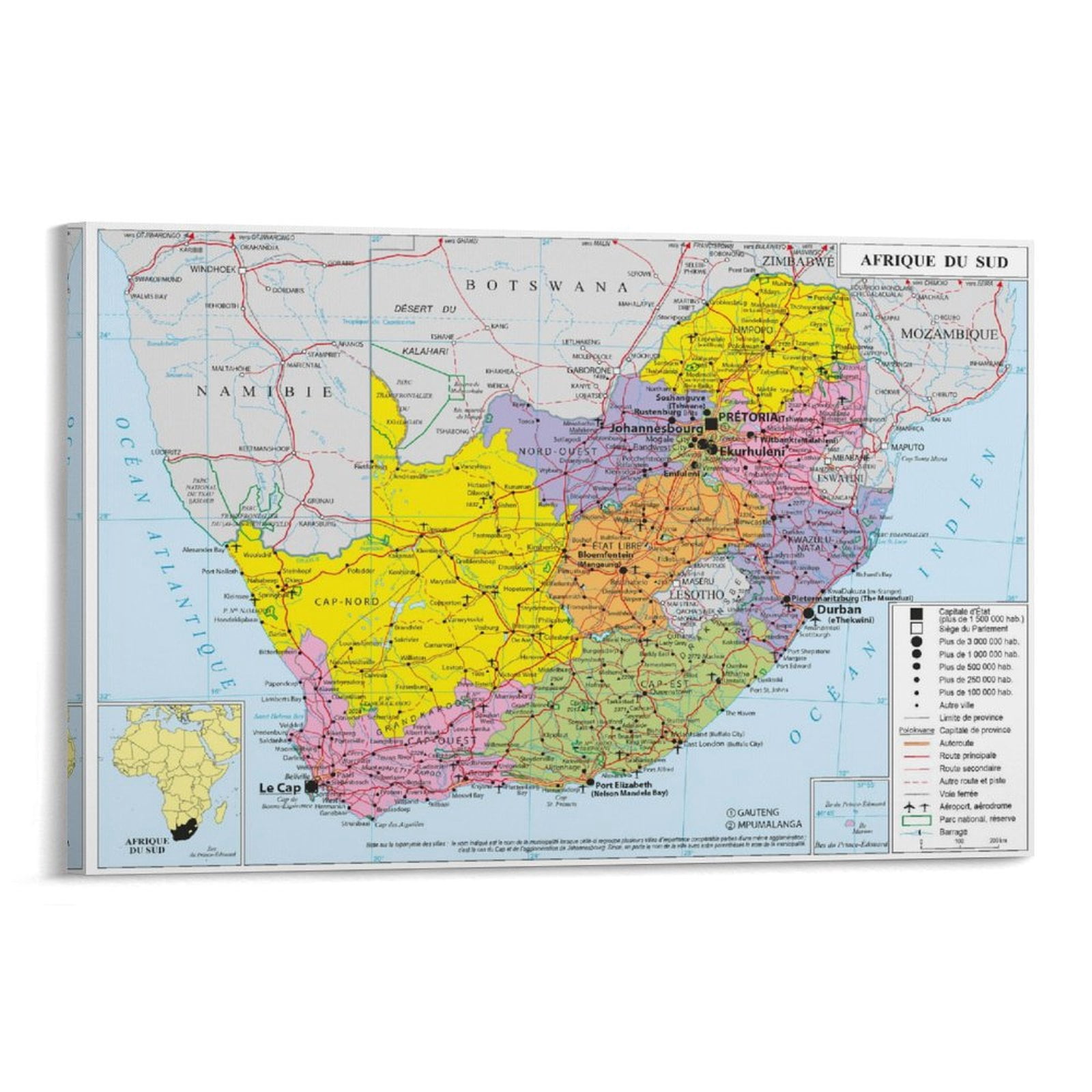 South Africa Map Posters Canvas Wall Art Poster Decorative Bedroom ...