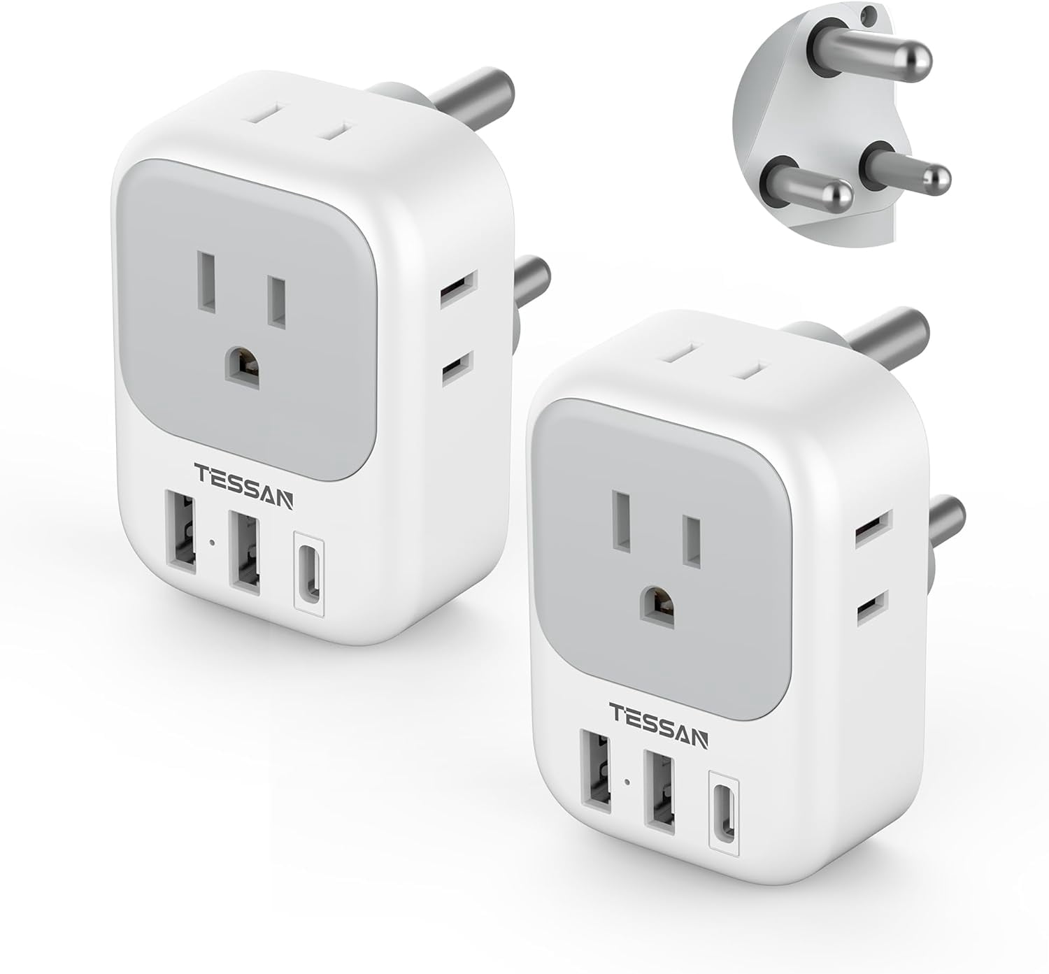 South Africa Plug Adapter 2 Pack, Type M Power Adapter with 4 AC ...