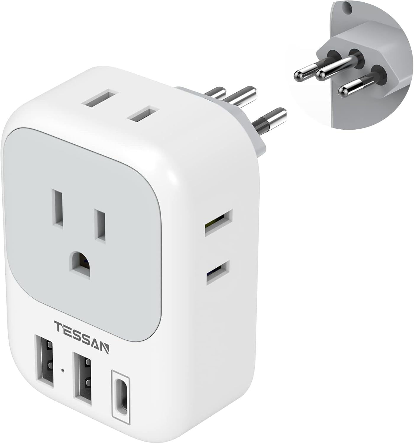 South Africa Power Adapter, Type M Plug Adaptor with 4 American Outlets ...