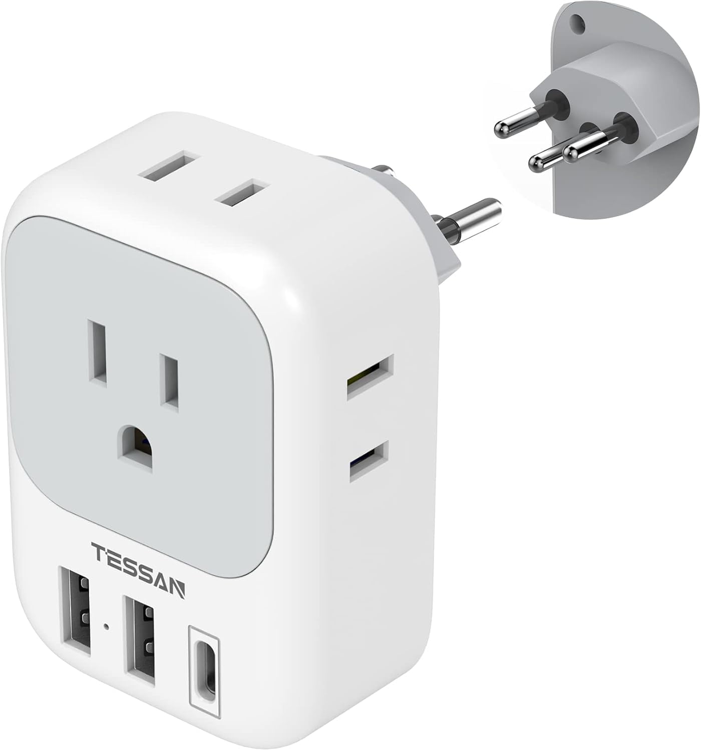 South Africa Power Adapter, Type M Plug Adaptor with 4 American Outlets ...