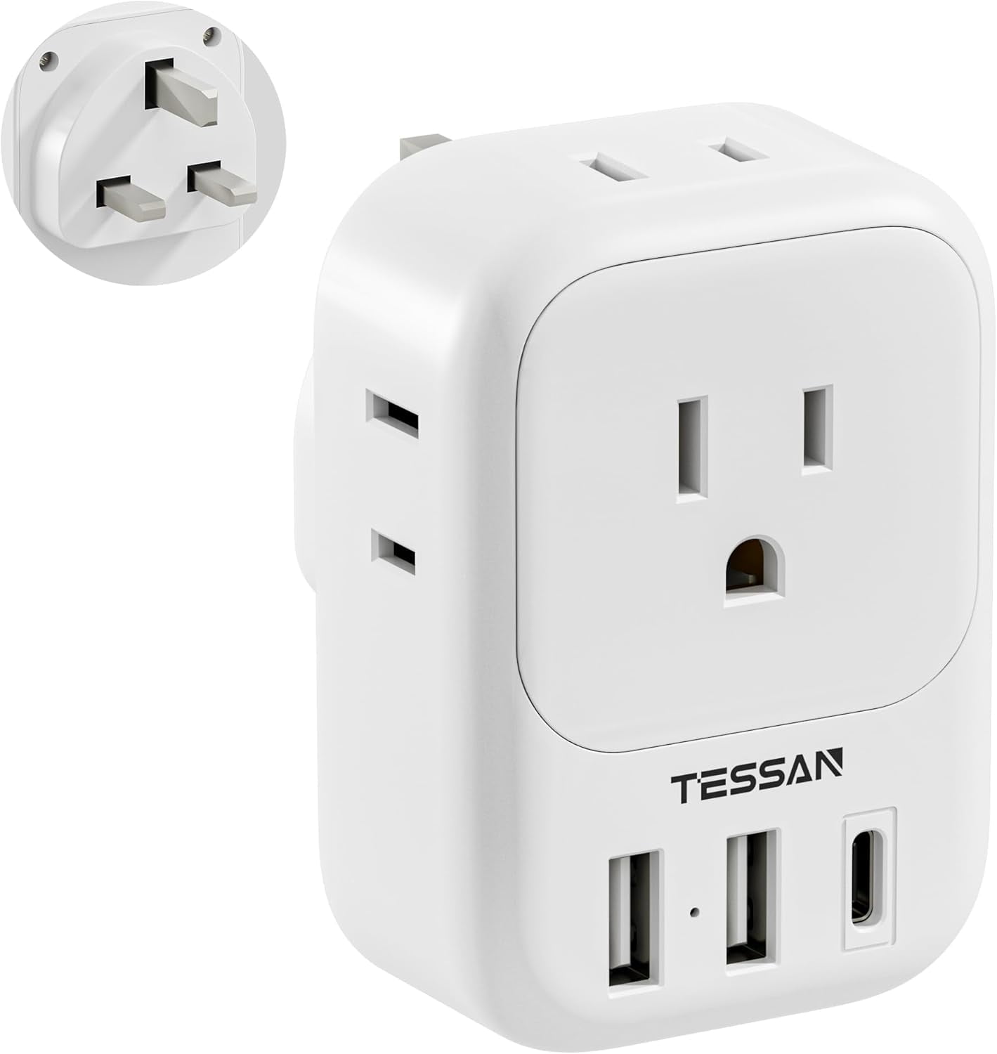 South Africa Power Adapter, Type M Plug Adaptor with 4 American Outlets ...