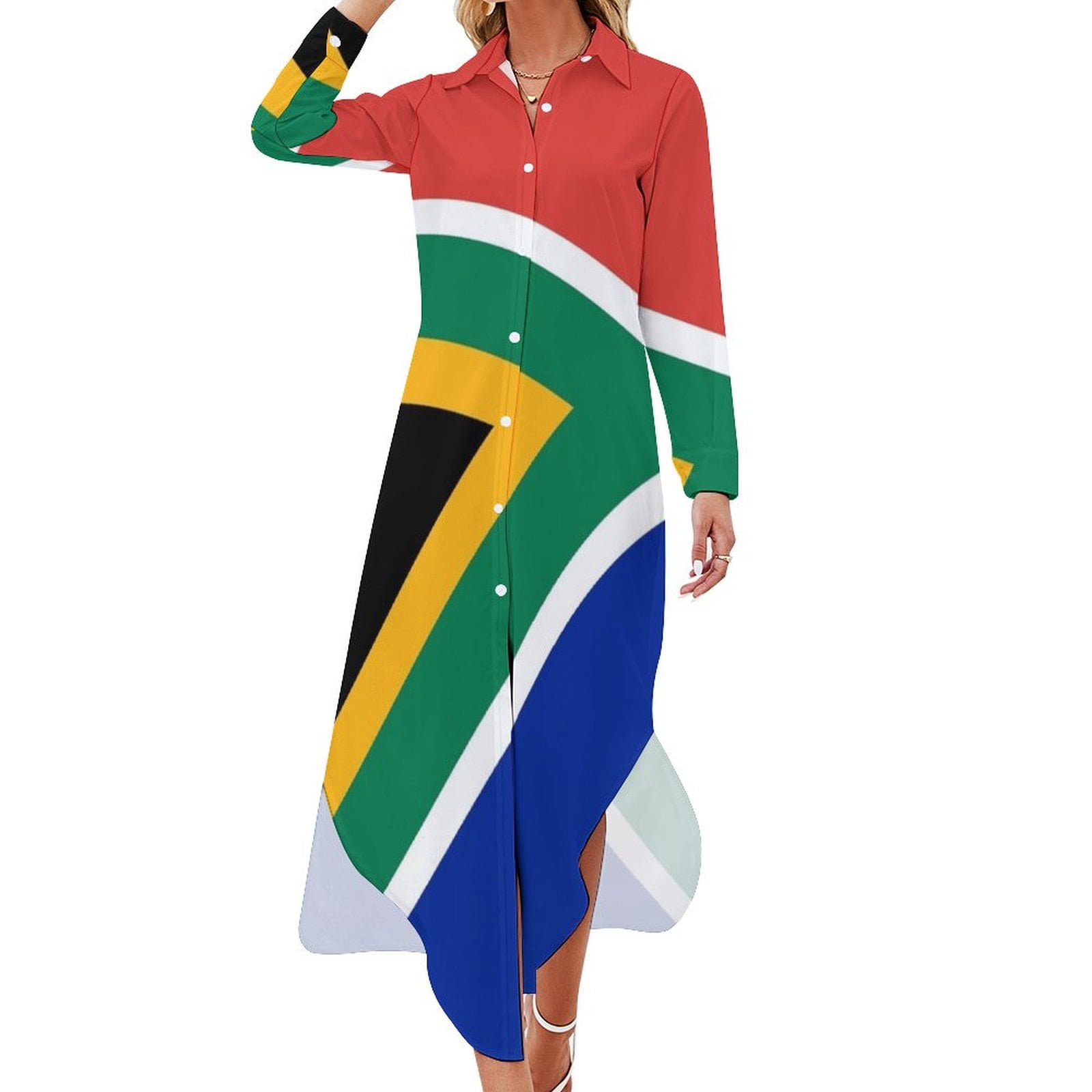 South African flag of South Africa Long Sleeved Shirt Dress Prom gown ...