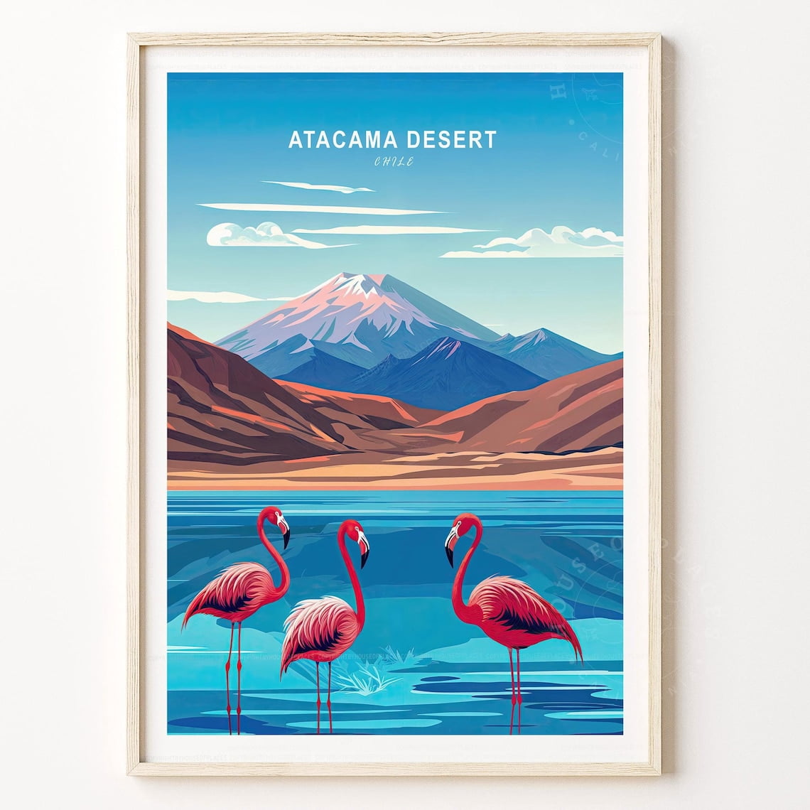 South America Atacama Desert Travel Poster, Chile Desert Print, Atacama ...