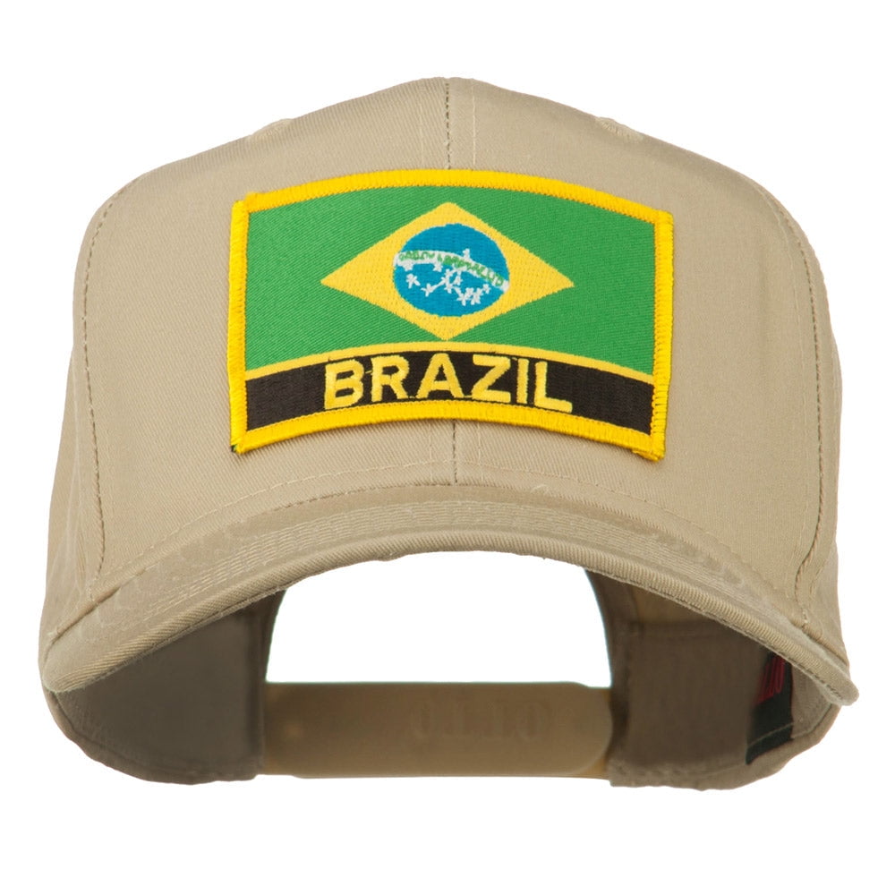 South America Brazil Flag Patched High Pro Style Cap - Khaki OSFM ...