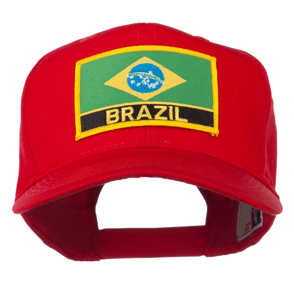 South America Brazil Flag Patched High Pro Style Cap - Red OSFM ...