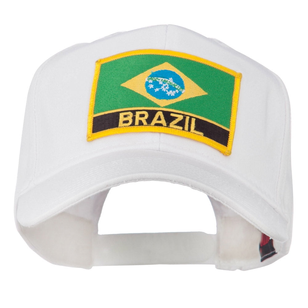 South America Brazil Flag Patched High Pro Style Cap - White OSFM ...