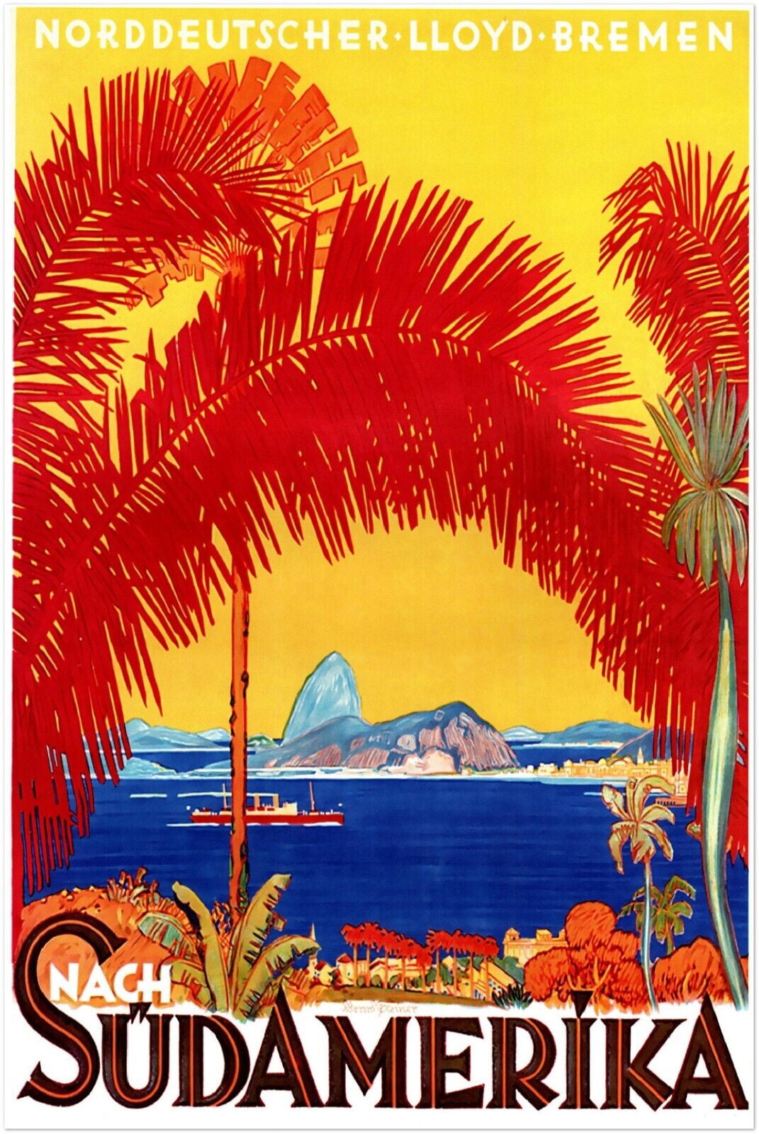 South America - German Vintage Travel Poster (24x36Inches) - Walmart.com