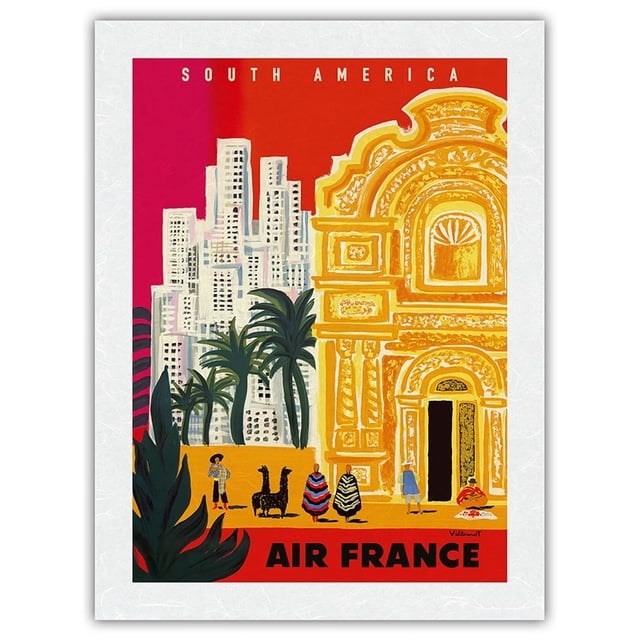 South America - Vintage Airline Travel Poster by Bernard Villemot c ...