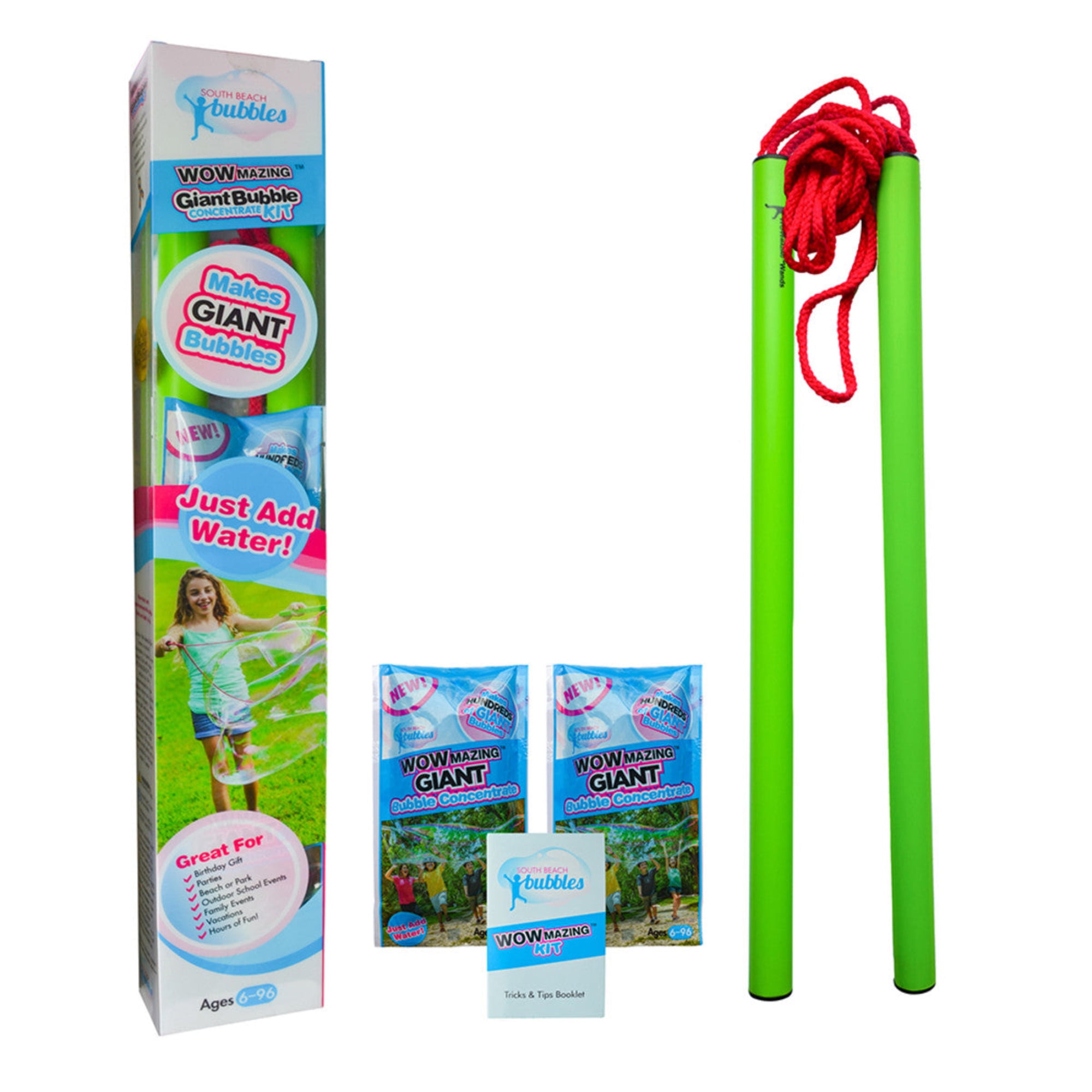 South Beach Bubbles Wowmazing Giant Bubble Kit: Big Bubble Wands ...