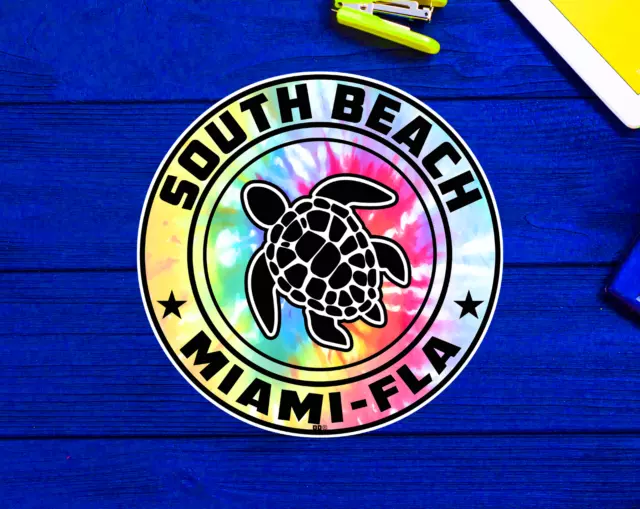 South Beach Florida Beach Sticker Decal Sticker Sea Turtle Phone Decal ...