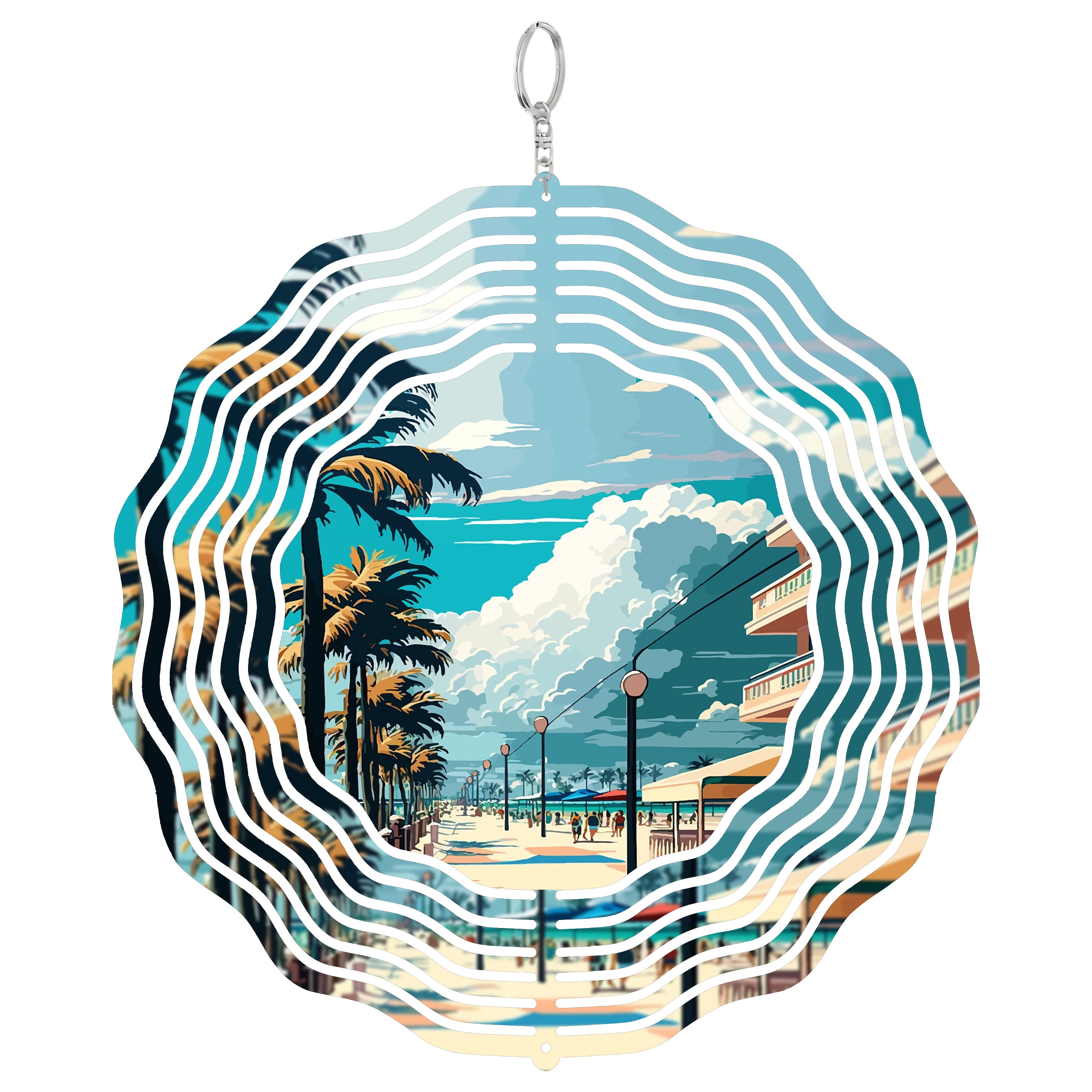 South Beach Miami 3D Wind Spinner Stainless Steel Kinetic Yard Art ...