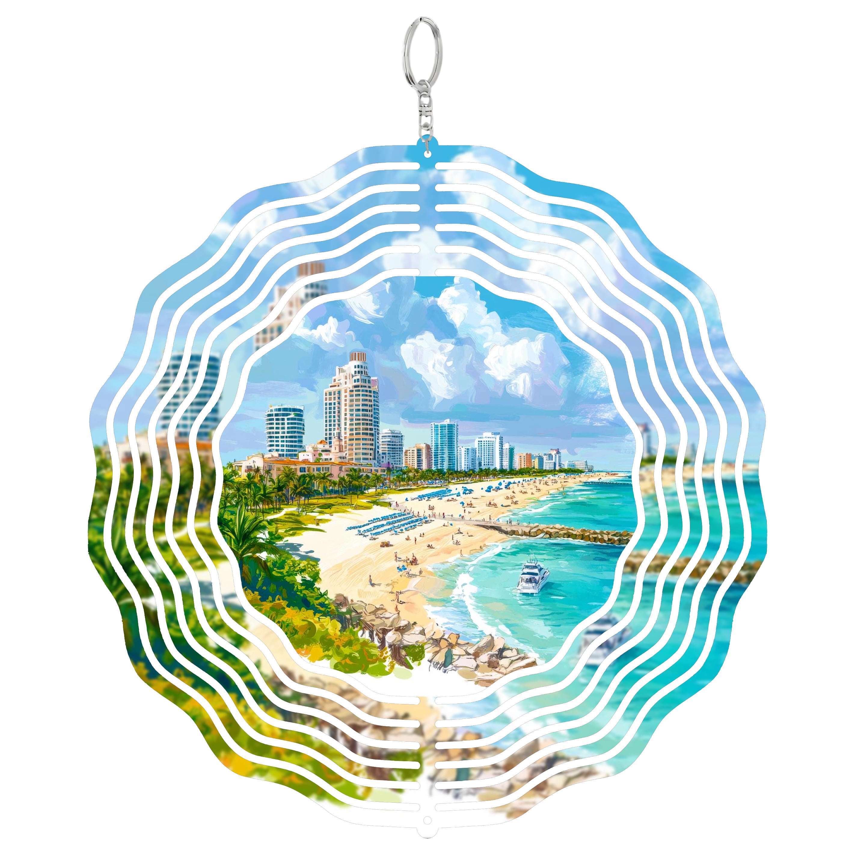 South Beach Miami Art Deco 3D Wind Spinner Stainless Steel Laser Cut ...