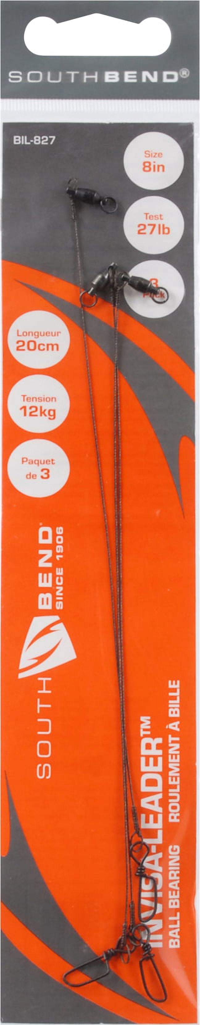 South Bend Invisa-Leader with Ball Bearing Swivel, 8", 27lb, 3pk ...