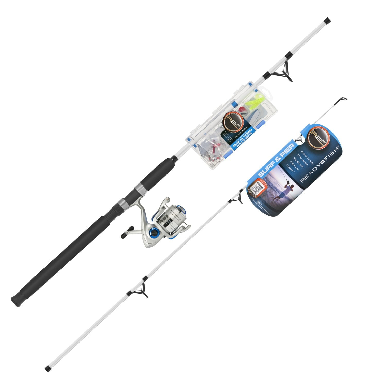 Ready2Fish Surf Pier Spin Combo Kit 7ft 2pc MH Fishing Rod Reel ...
