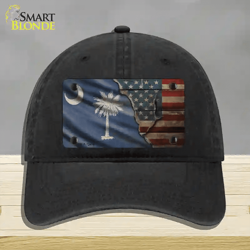 South Carolina/American Flag Novelty License Plate Hat Unconstructed Cotton Black - Walmart.com