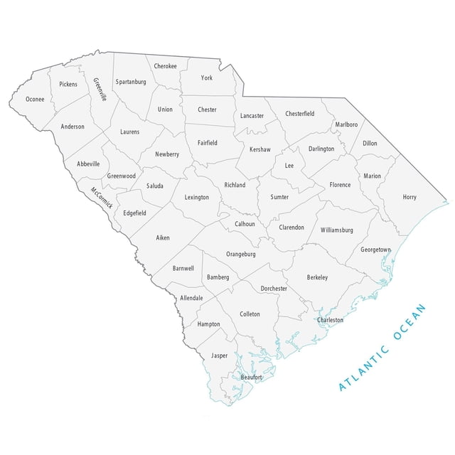 South Carolina County Map GLOSSY POSTER PICTURE PHOTO PRINT BANNER ...