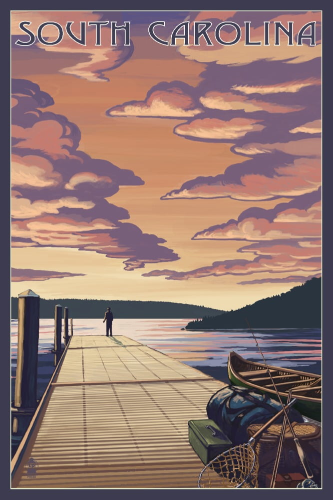 South Carolina, Dock Scene and Lake (16x24 Giclee Gallery Art Print ...