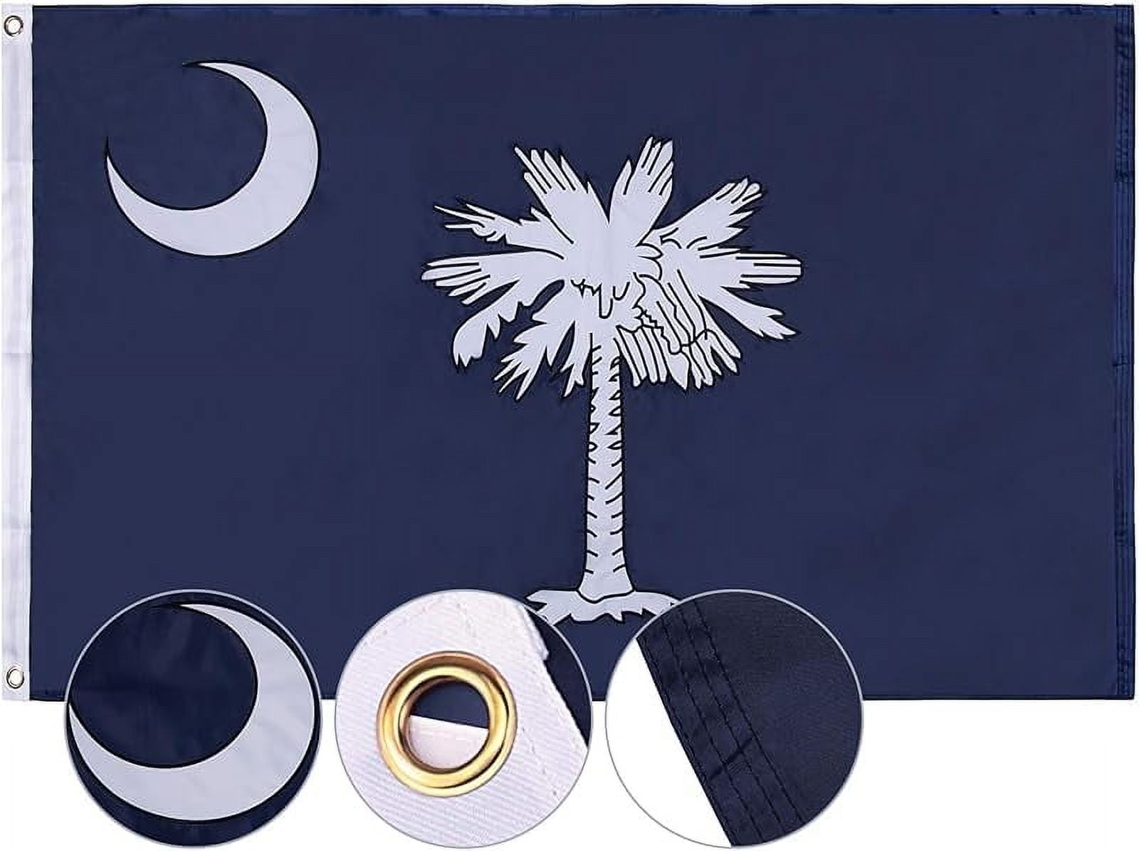 South Carolina Flag 3x5 FT Outside, SC State Flags Embroidered Heavy ...