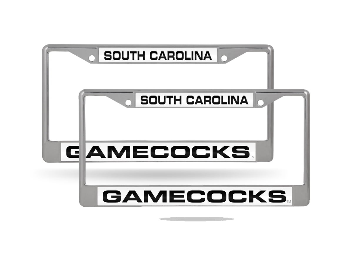 South Carolina NCAA Gamecocks Chrome Metal (Set of 2) Laser Cut License ...