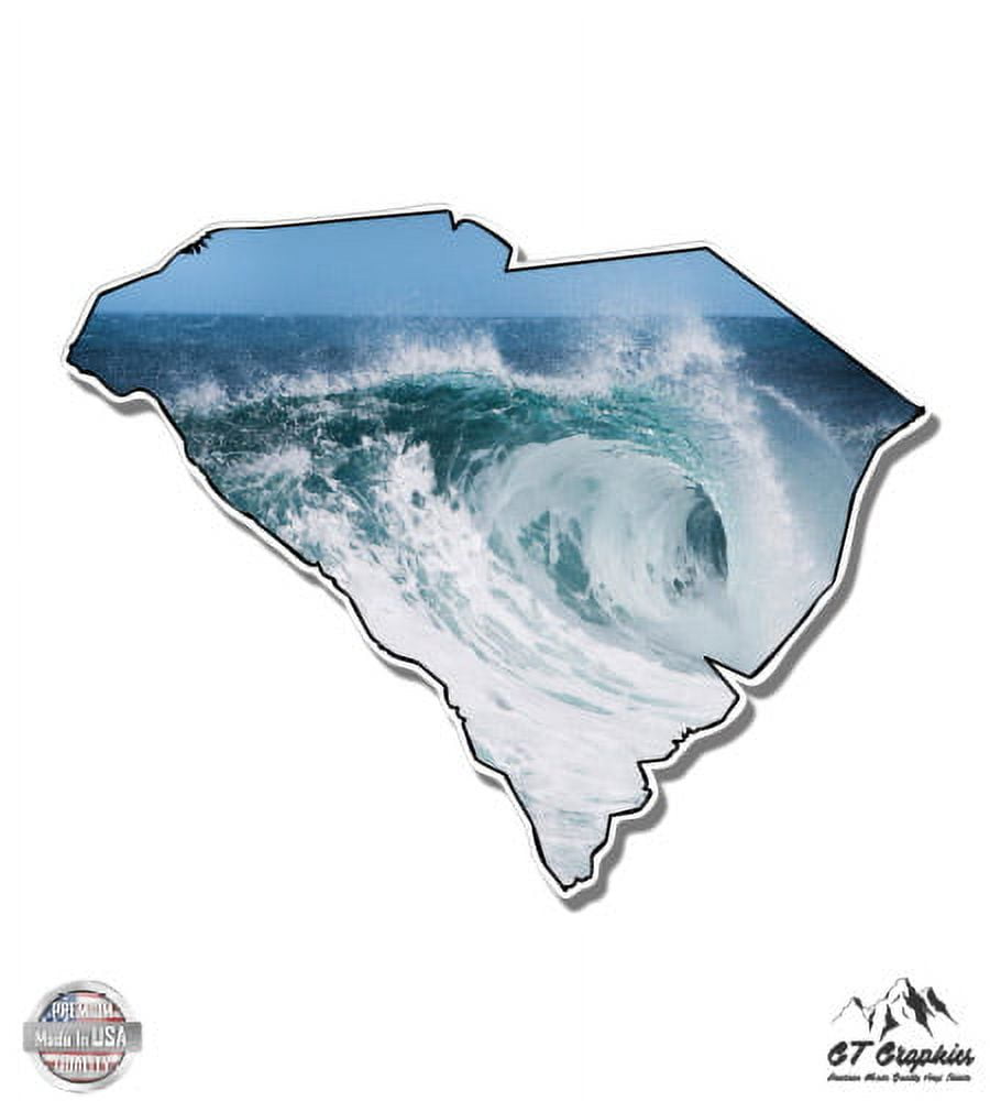South Carolina Ocean Wave - 8" Vinyl Sticker - For Car Laptop I-Pad ...