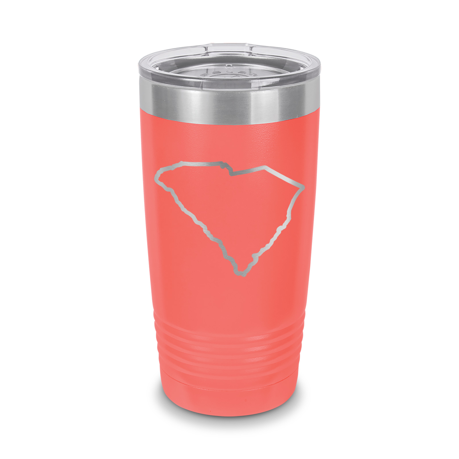 South Carolina Outline Tumbler 20 oz - Laser Engraved w/ Clear Lid ...