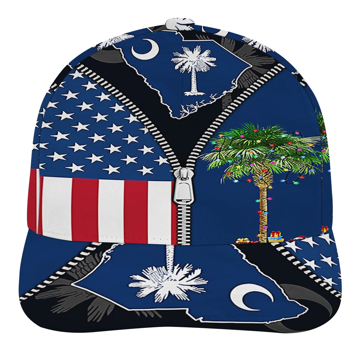 South Carolina Palm Tree ChriStas American flag baseball cap hat ...