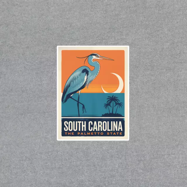 South Carolina The Palmetto State Retro Travel Sticker Sticker ...