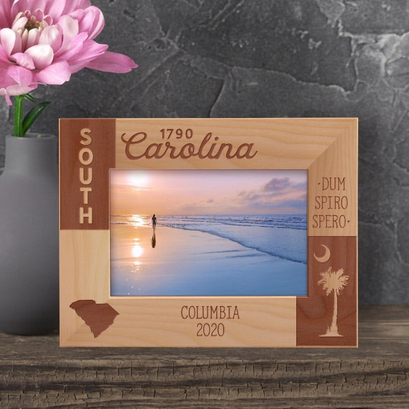 South Carolina Personalized Wooden Frame-6" x 4" Brown Horizontal ...