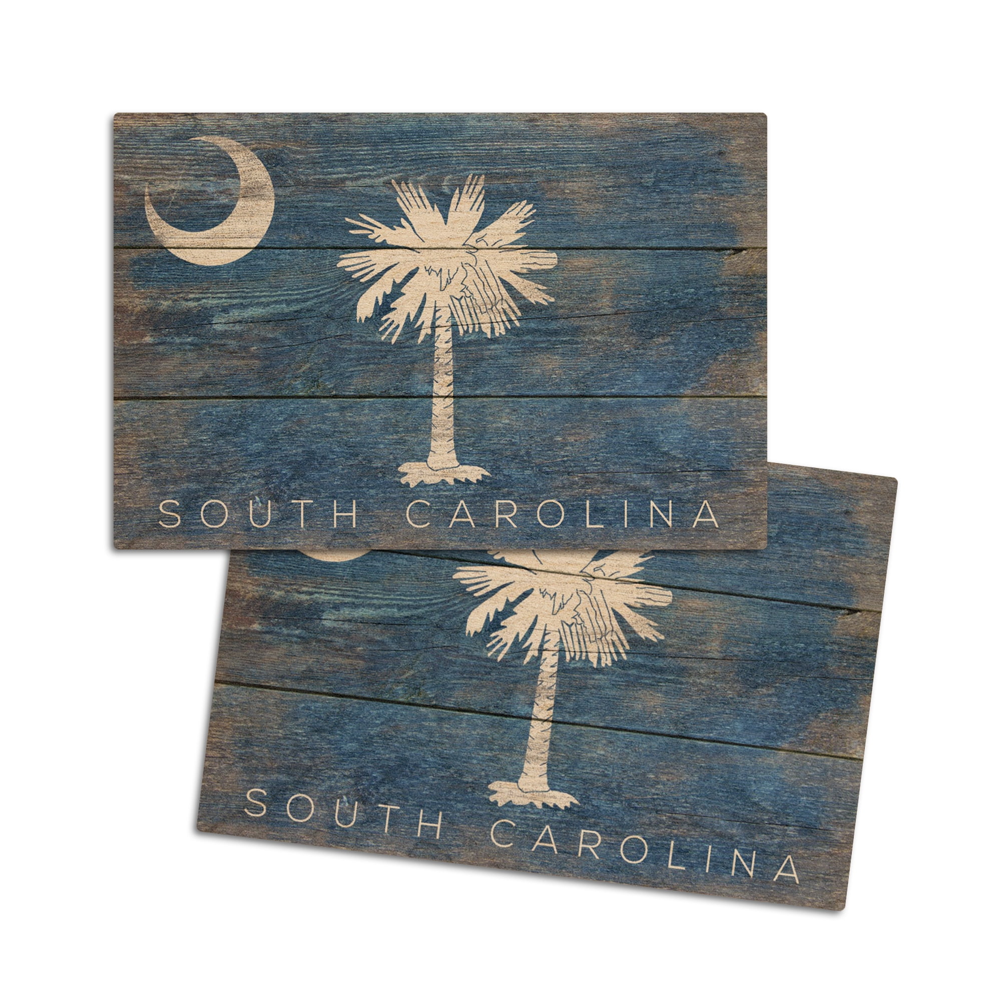 South Carolina, Rustic State Flag (4x6 Birch Wood Postcards, 2-Pack ...