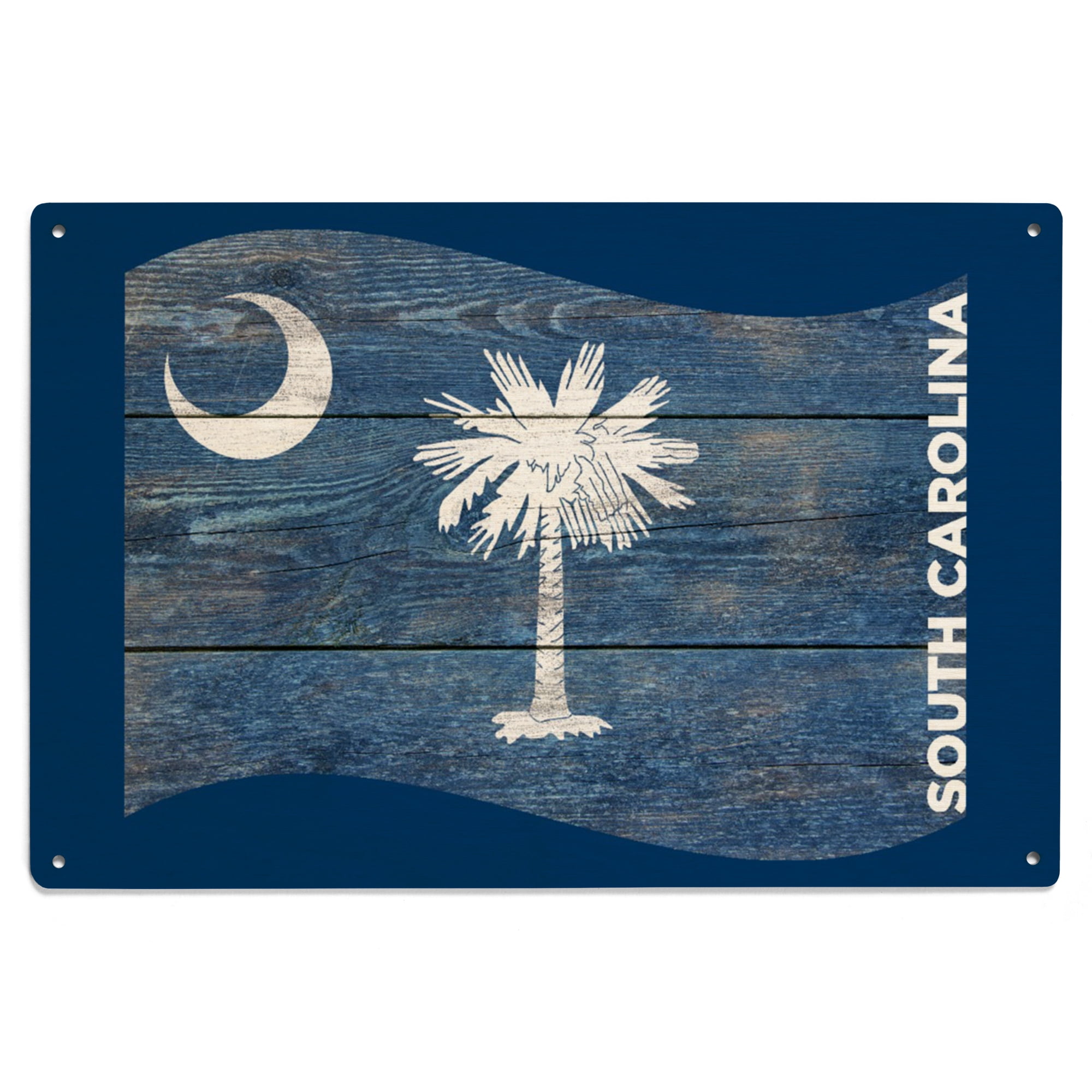South Carolina, Rustic State Flag, Contour Birch Wood Wall Sign (6x9 ...
