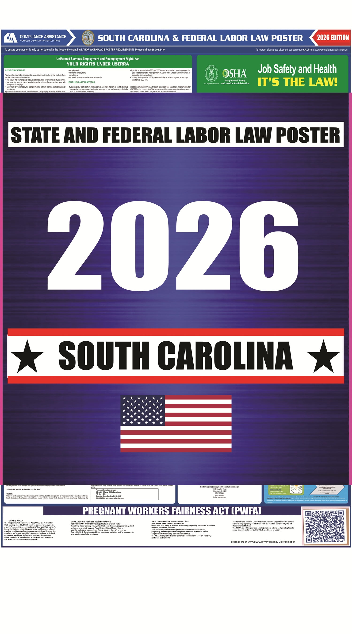 South Carolina (SC) 2026 State Labor Law Poster - State, Federal and ...