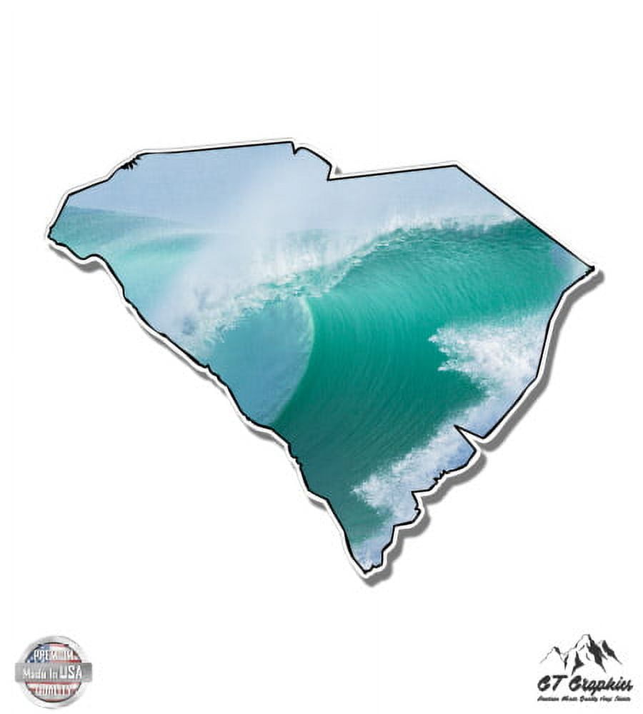 South Carolina Shape Ocean Wave - 8" Vinyl Sticker - For Car Laptop I ...
