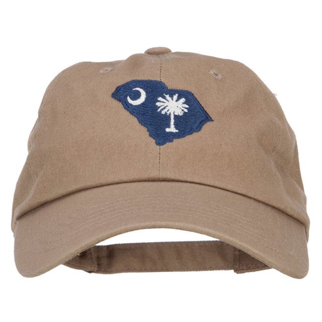 South Carolina State Flag Map Embroidered Unstructured Washed Cap ...