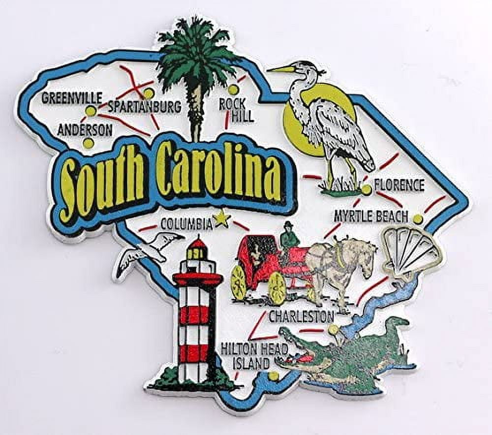 South Carolina State Map and Landmarks Collage Fridge Souvenir ...