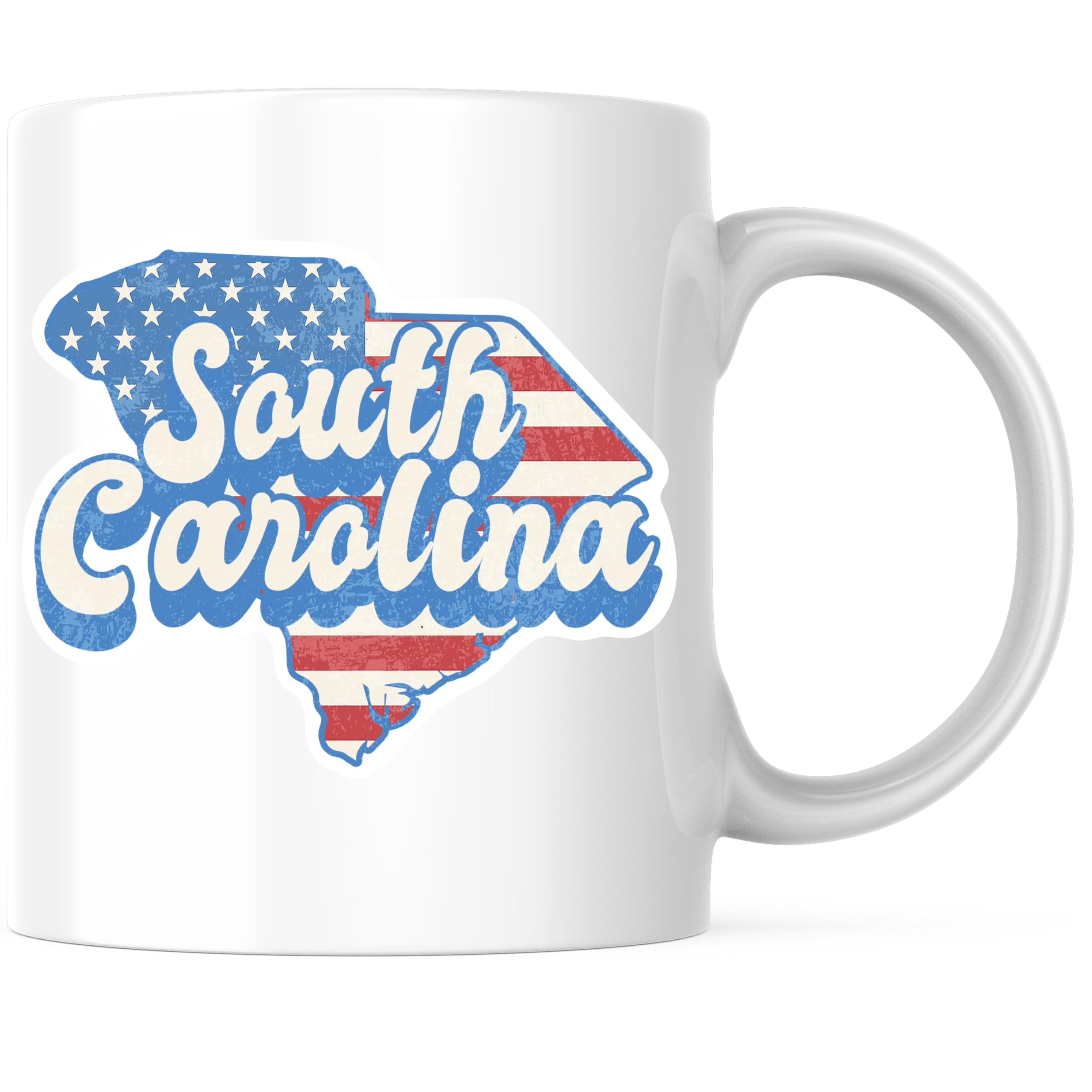 South Carolina State Outline Coffee Mug - SC State Shape with USA Flag ...