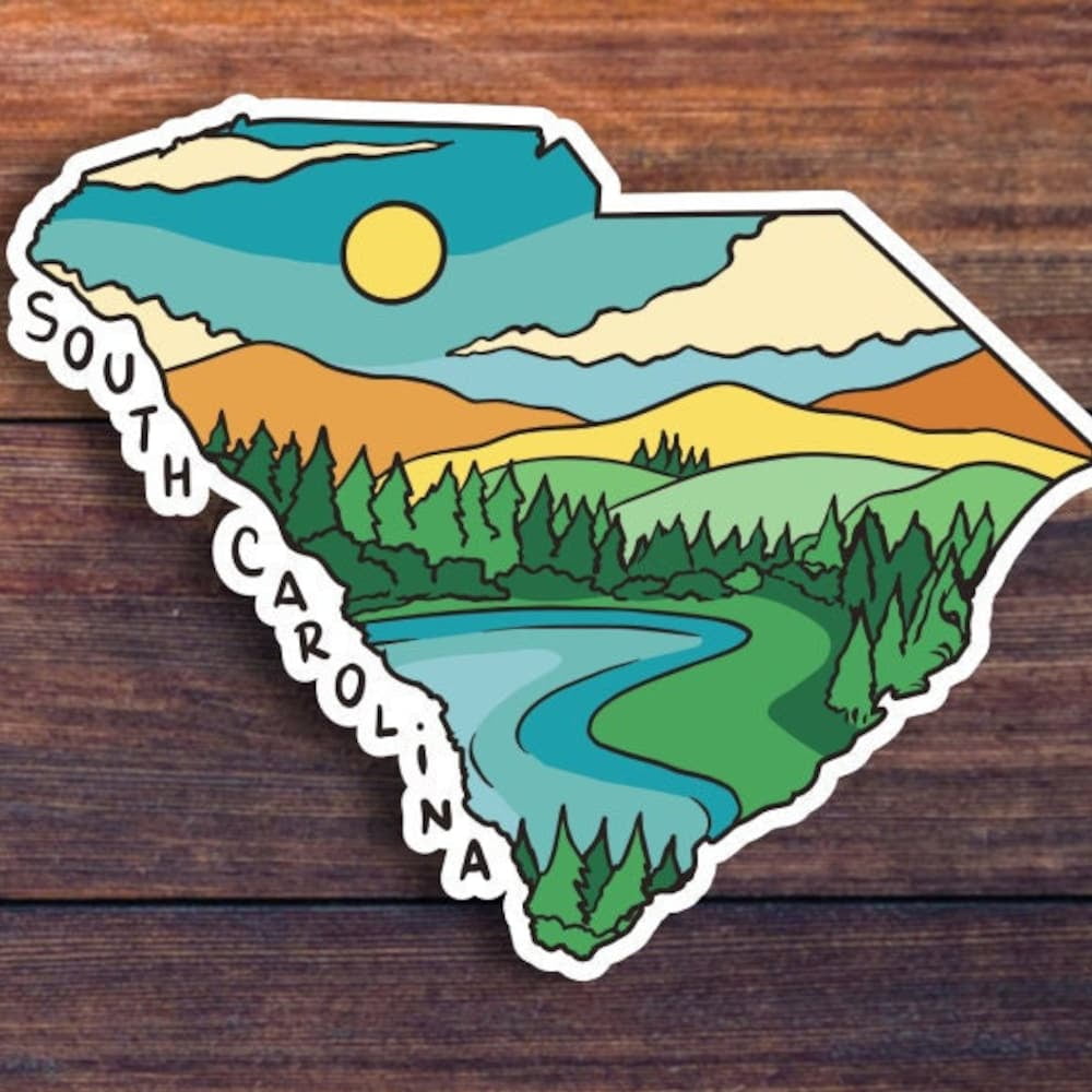 South Carolina Sticker, South Carolina State Shaped Sticker, State Art ...