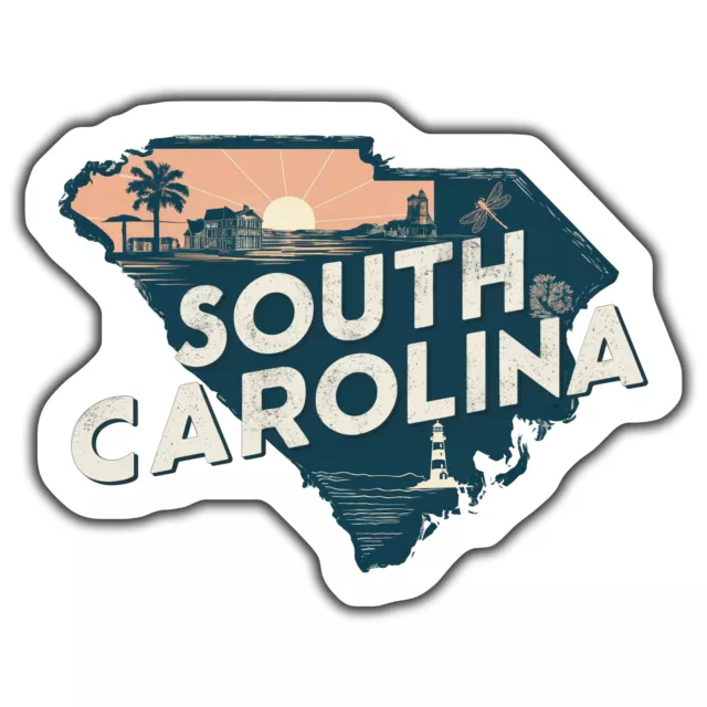 South Carolina Sticker, Travel Souvenir Decal, State Map Stickers ...