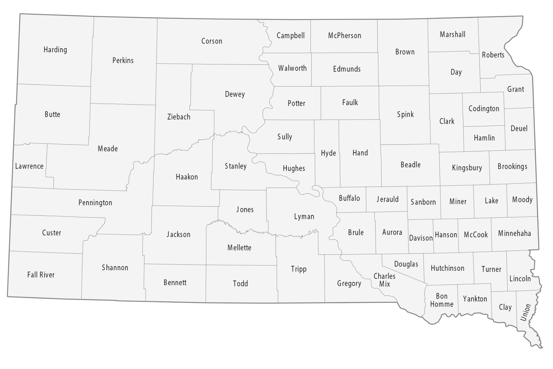 South Dakota County Map GLOSSY POSTER PICTURE PHOTO PRINT BANNER ...